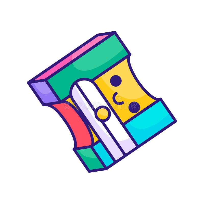 Cute Sharpener with Blue and Yellow Color Vector Illustration Stock ...