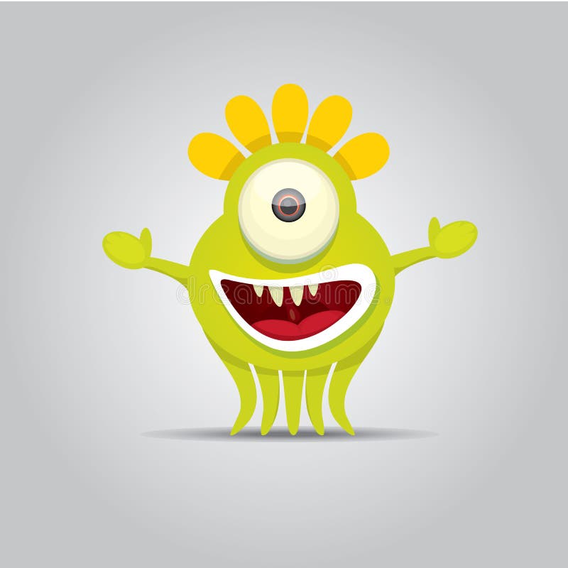 Cartoon Yellow Monster Mascot. Friendly Monster Meme Stock Vector ...