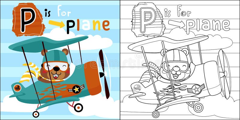 Vector Cartoon of Cute Squirrel in Pilot Costume Driving Plane ...