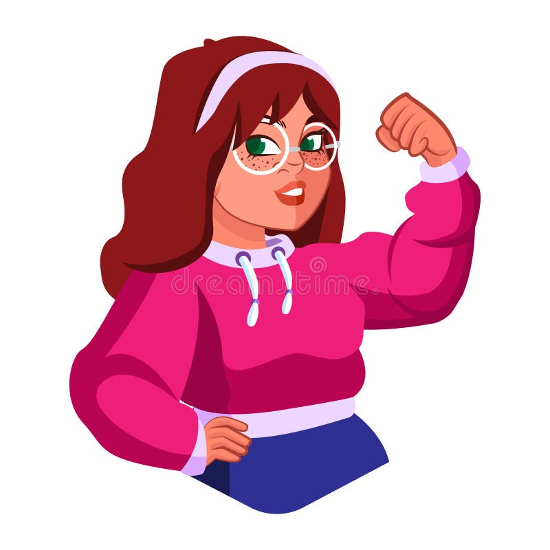 Vector Cartoon Cute Strong Female Character Isolated Stock Vector ...