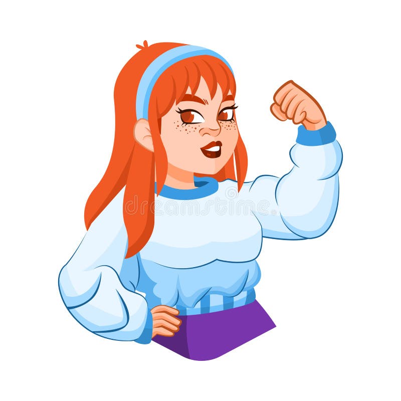 Vector Cartoon Cute Strong Female Character Isolated Stock Vector ...