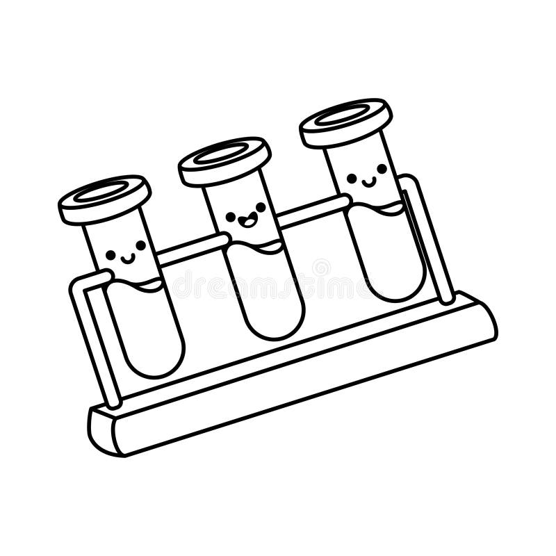 Vector Cartoon Cute Test Tubes School Kawaii Illustration Stock Vector ...