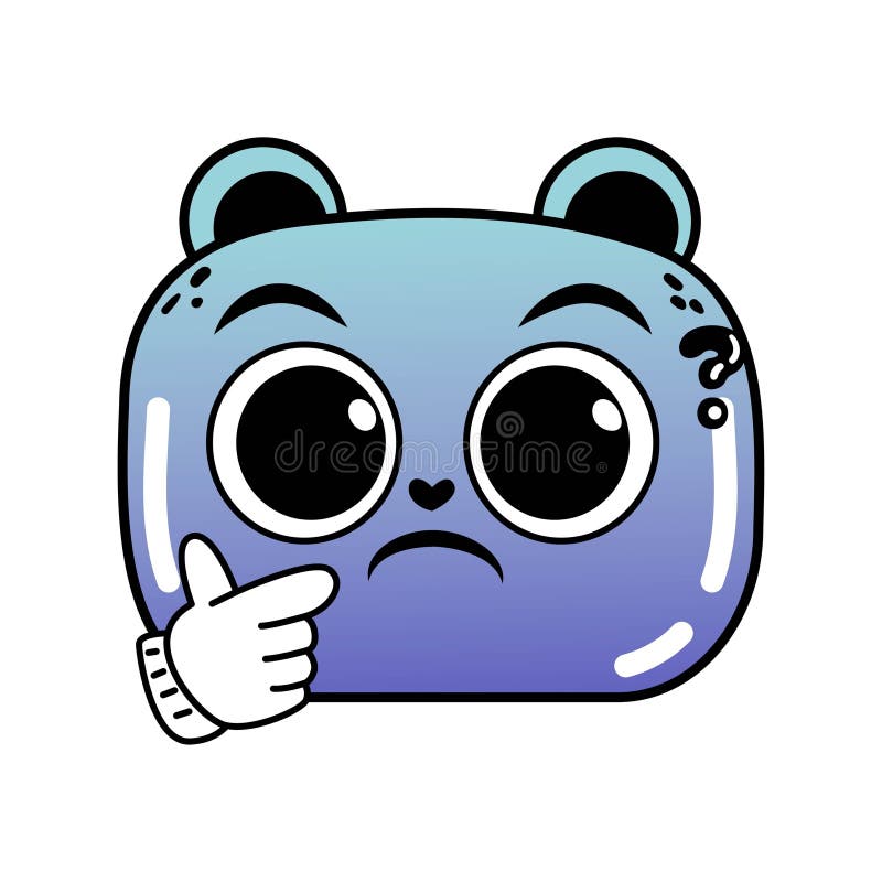 Vector Cartoon Cute Thinking Face Emoji Isolated Illustration Stock ...