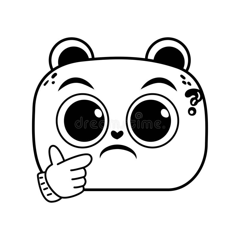 Vector Cartoon Cute Thinking Face Emoji Isolated Illustration Stock ...