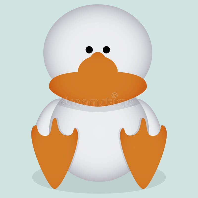 Vector Cartoon Cute White Duck Sitting Isolated Stock Illustration ...