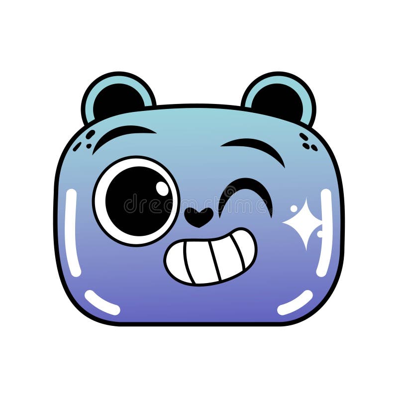 Vector Cartoon Cute Winking Face Emoji Isolated Illustration Stock ...