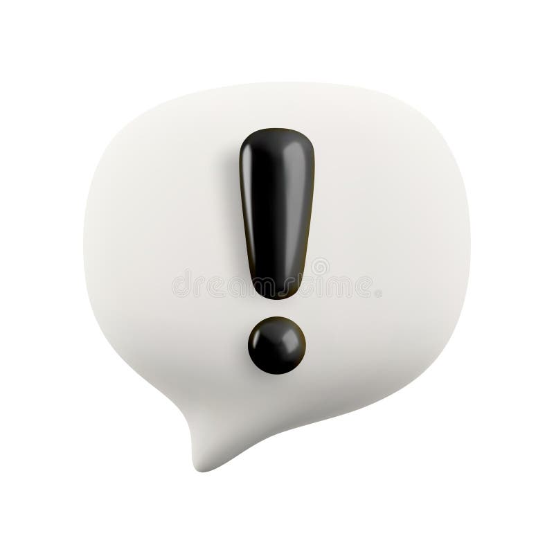 Vector Cartoon 3d Attention Message Icon. Cute Realistic Render of ...