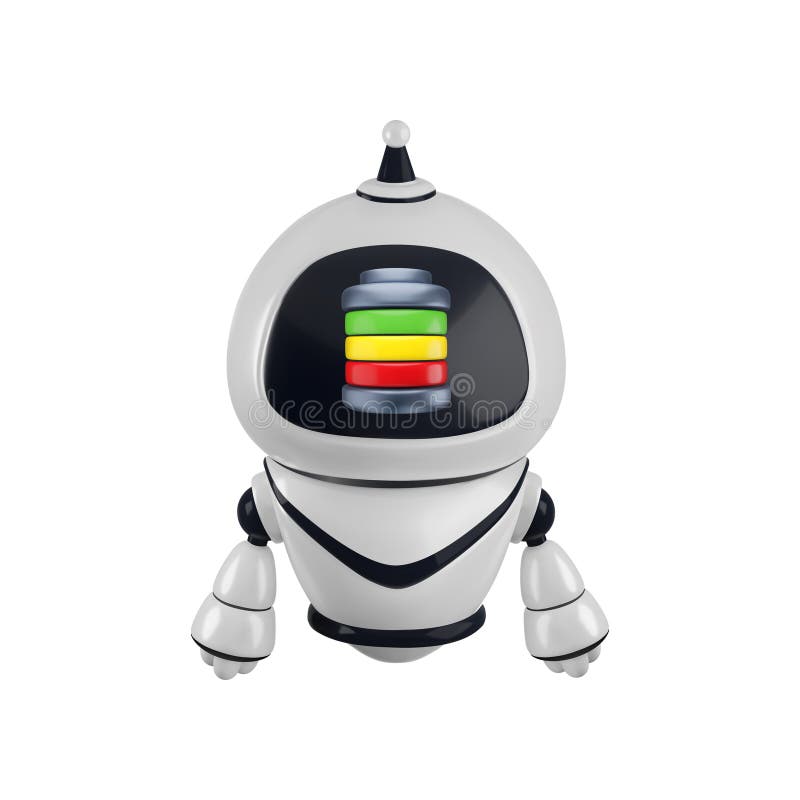 Vector Cartoon 3d Charging Robot Illustration. Realistic 3d Render ...