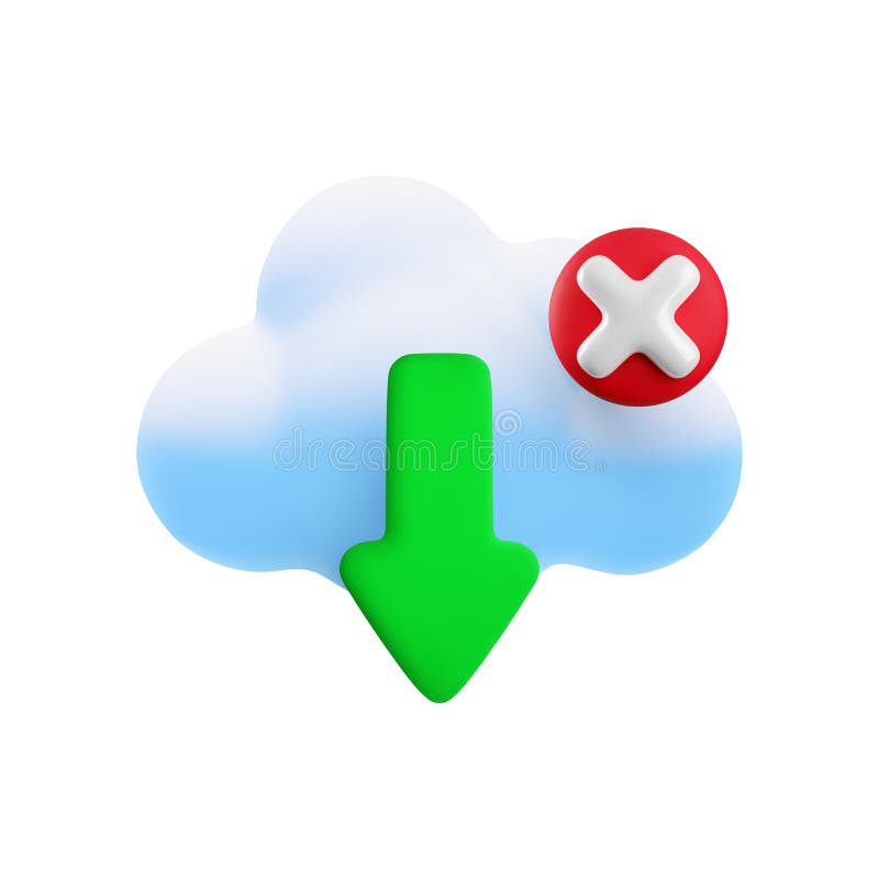 Vector Cartoon 3d Cloud Computing Error Icon. Realistic Render of Cloud ...