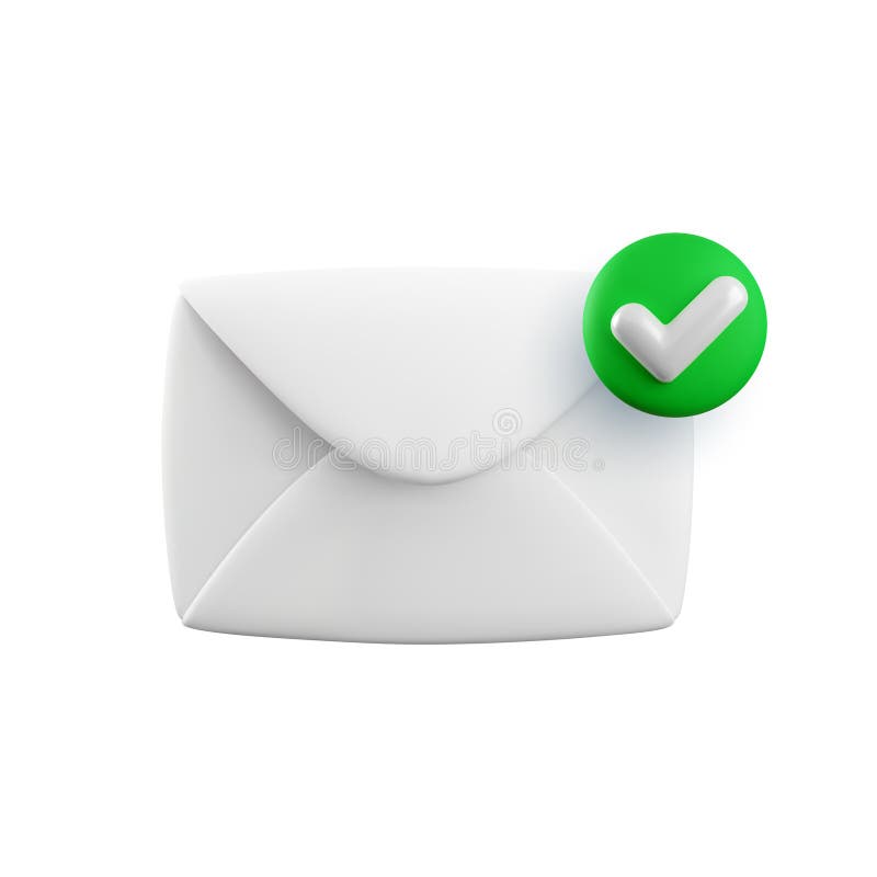 Vector Cartoon 3d Confirmed Message Icon. 3d Render Closed Envelope ...