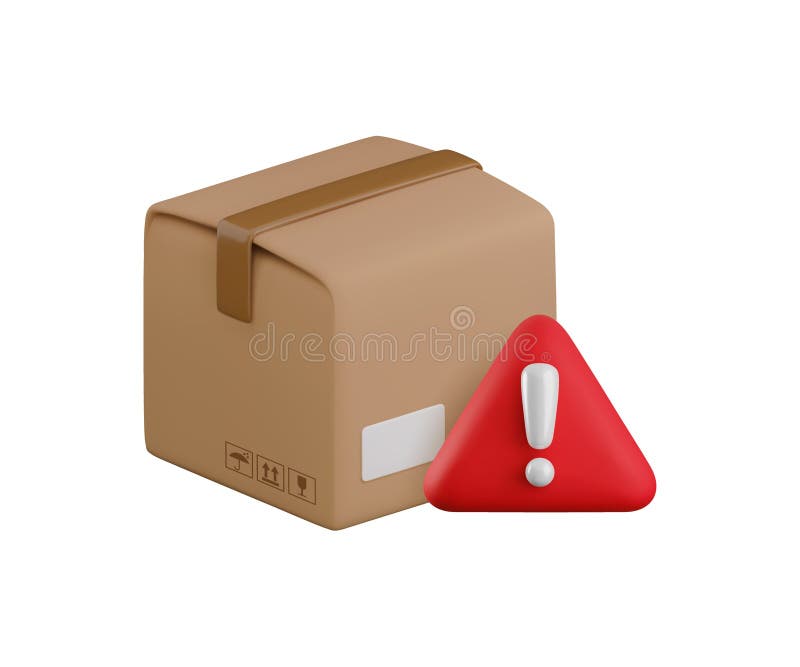 Vector Cartoon 3d Delivery Problem Icon. Realistic 3d Cardboard Box ...