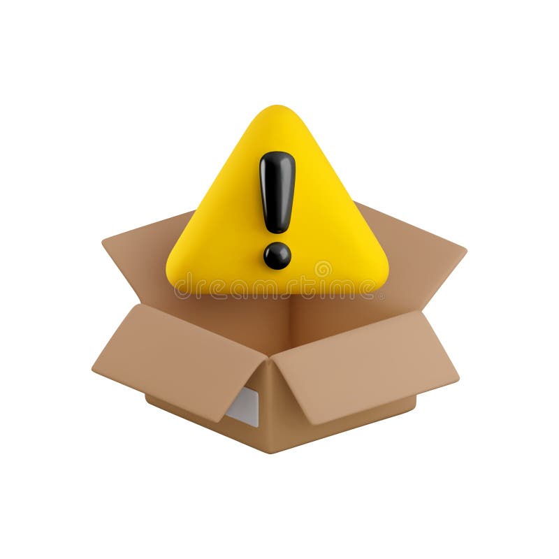 Vector Cartoon 3d Delivery Problem Icon. Realistic 3d Open Cardboard ...