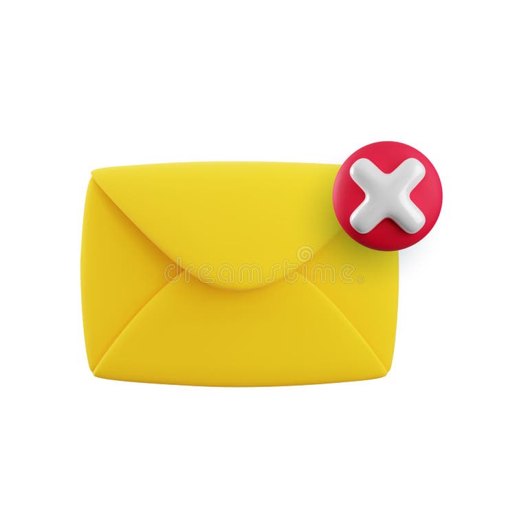 Vector Cartoon 3d Error Message Icon. 3d Render Closed Yellow Envelope ...