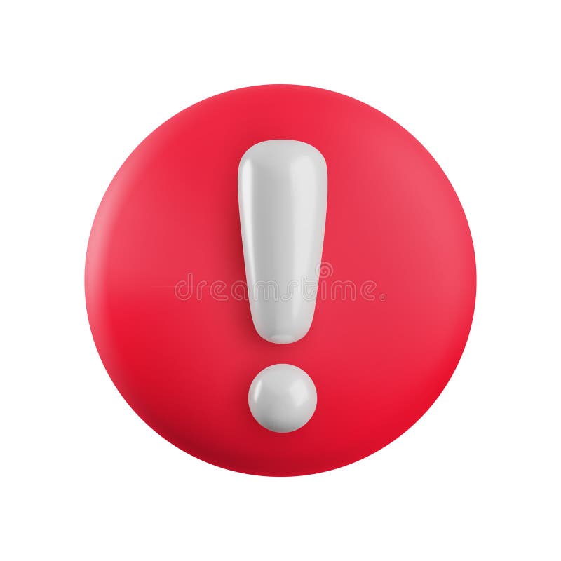 Vector Cartoon 3d Exclamation Mark Sign. 3d Render of Red Round ...