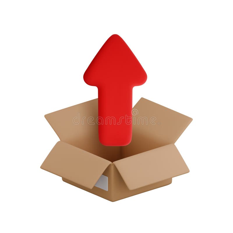 Vector Cartoon 3d File Upload Icon. Realistic Render of Red Up Arrow ...