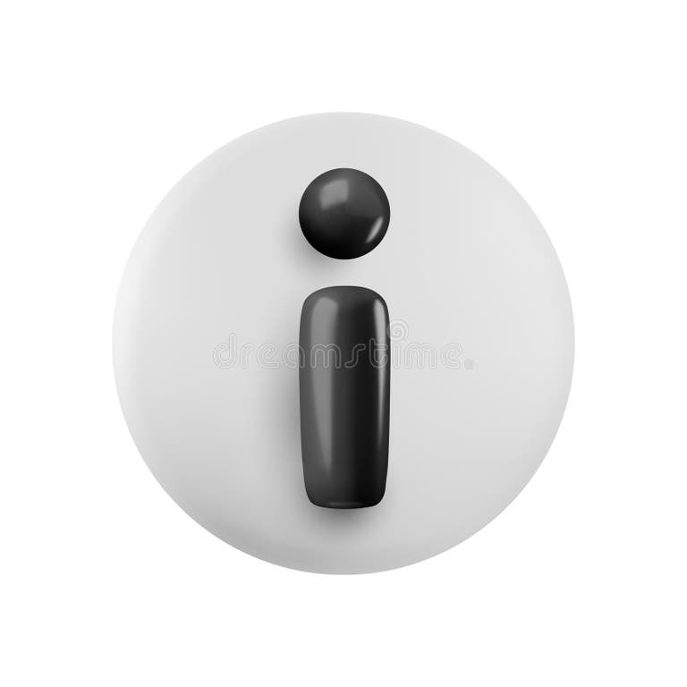 Vector Cartoon 3d Information Sign. Cute Realistic Render of Black I ...