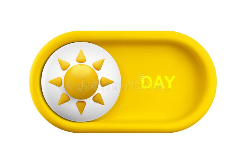 Vector Cartoon 3d Light Theme on Switch Button. Cute Realistic 3d ...