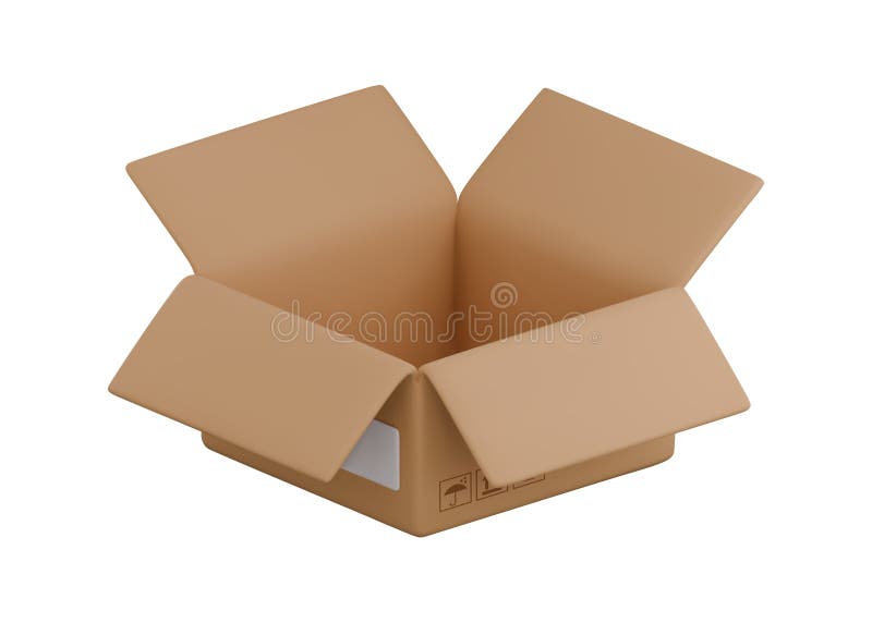 Vector Cartoon 3d Opened Carton Box Icon. Cute Realistic Empty Package ...