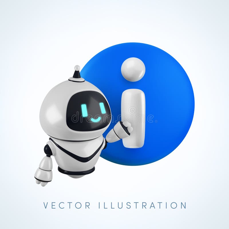 Vector Cartoon 3d Robot Info Banner. Realistic 3d Render Cute Plastic ...
