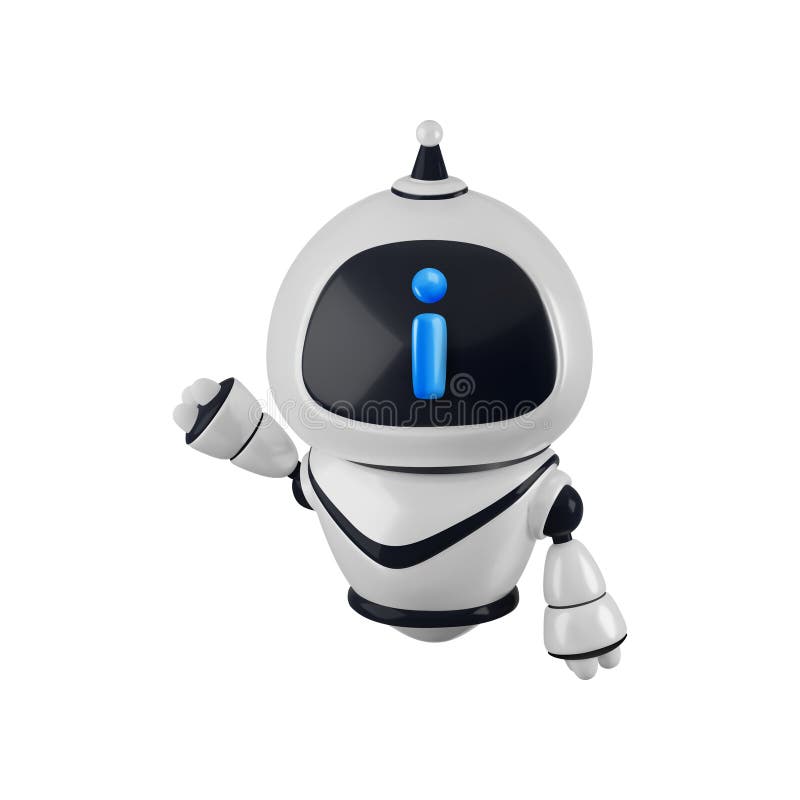 Vector Cartoon 3d Robot Info Illustration. Realistic 3d Render Robot ...