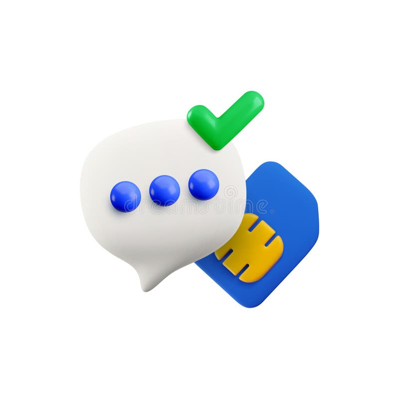Vector Cartoon 3d Sim Card SMS Activate Icon. Minimal Realistic 3d ...