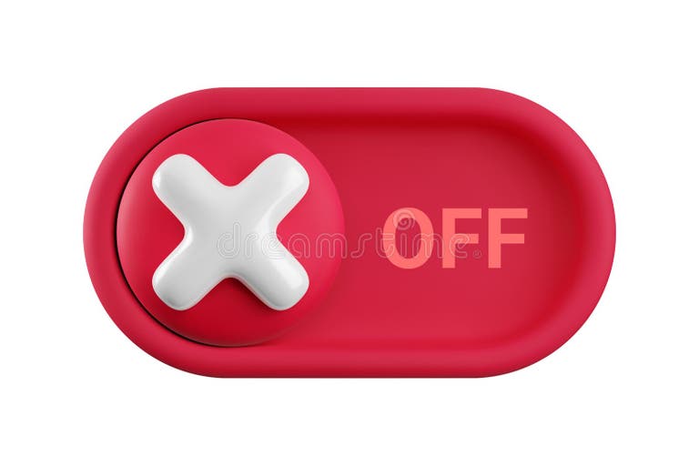 Vector Cartoon 3d Turn Off Switch Button. Minimal Realistic 3d Red ...