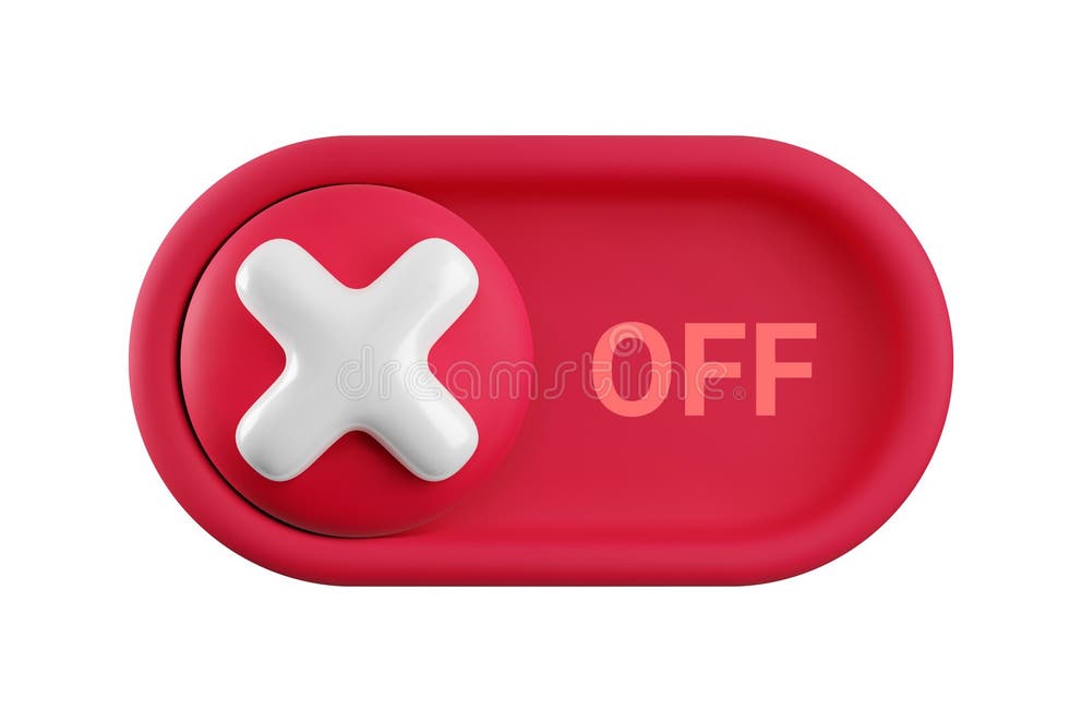 Vector Cartoon 3d Turn Off Switch Button. Minimal Realistic 3d Red Toggle Switch Slider with Red ...