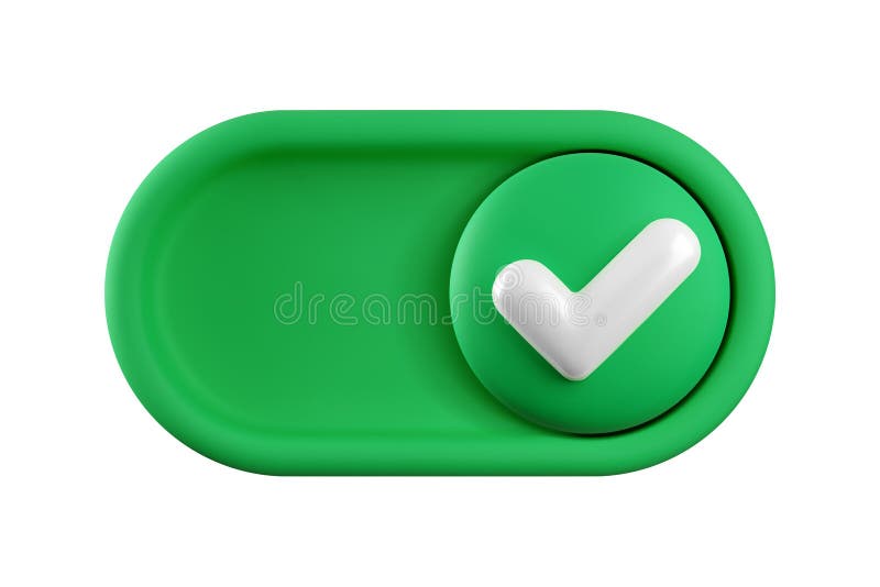 Vector Cartoon 3d Turn on Switch Button. Cute Realistic 3d Green Toggle ...
