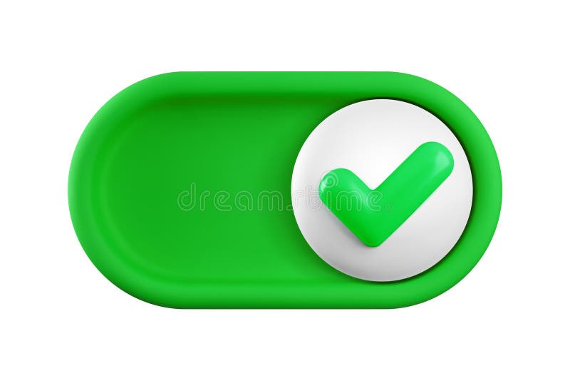 Vector Cartoon 3d Turn on Switch Button. Cute Realistic 3d Green Toggle ...