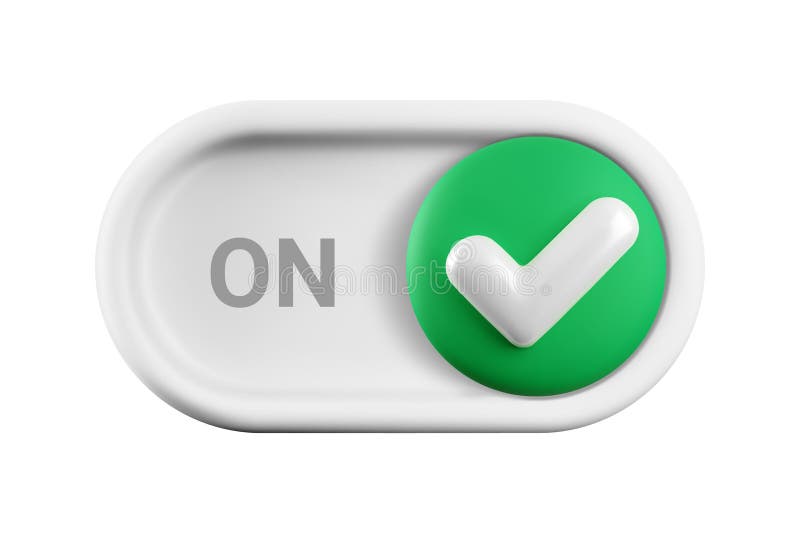 Vector Cartoon 3d Turn on Switch Button. Cute Realistic 3d White Toggle ...