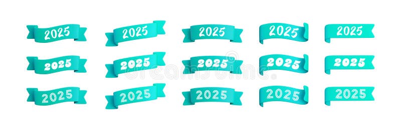 Vector Cartoon 3d Turquoise Folded Ribbons Set with Numbers 2025 ...