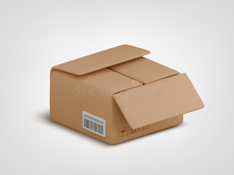 Vector Cartoon 3d Unpacked Carton Box Icon. Cute Realistic Opened ...