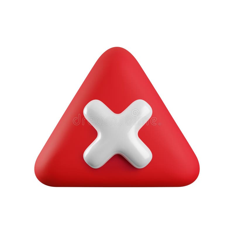 Vector Cartoon 3d Warning Sign. 3d Render of Red Triangle with White ...