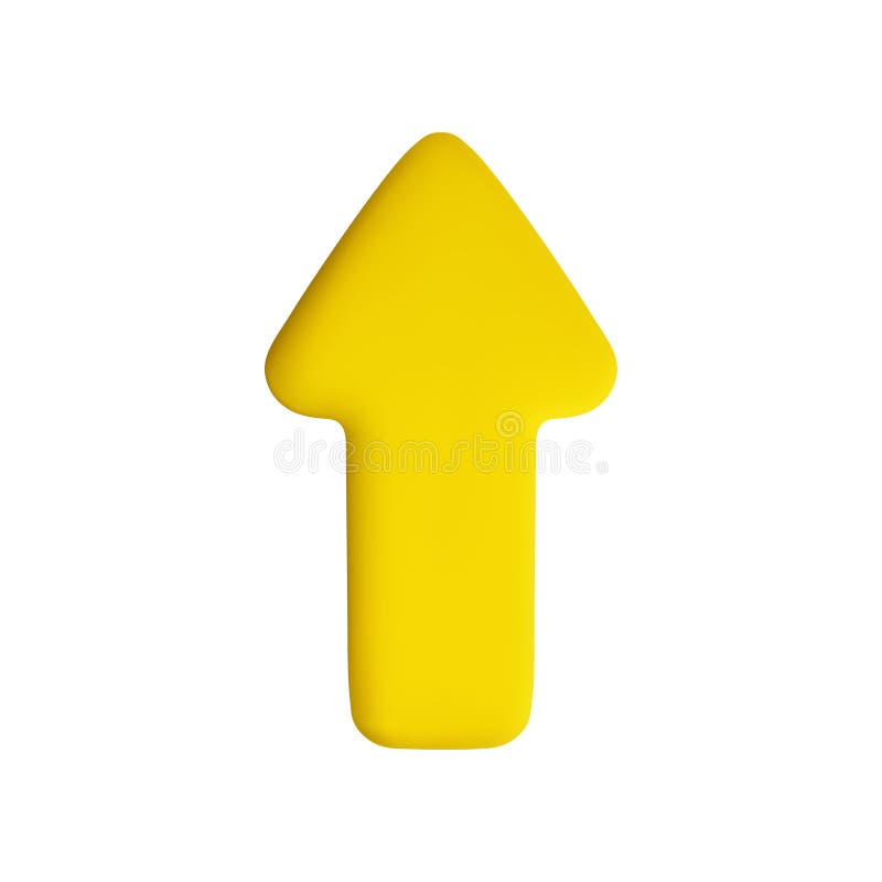 Vector Cartoon 3d Yellow Arrow Icon. Cute Realistic Up Direction Arrow ...