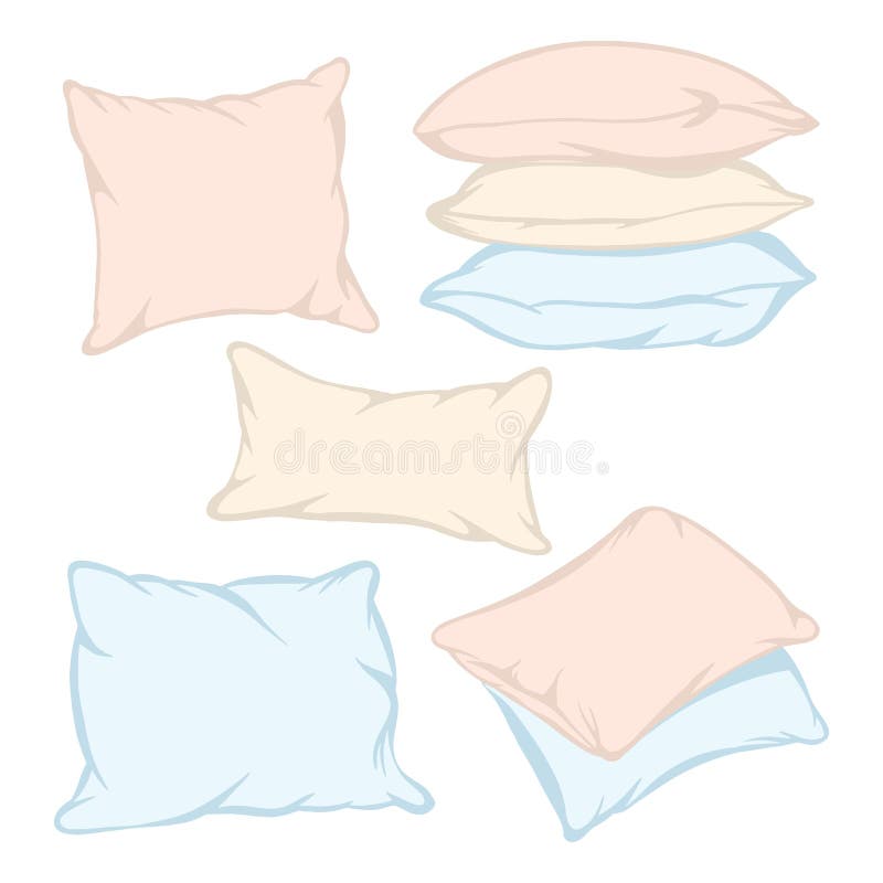 Vector Cartoon Decorative Pillows. Hand Drawn Set of Decorative Pillows ...