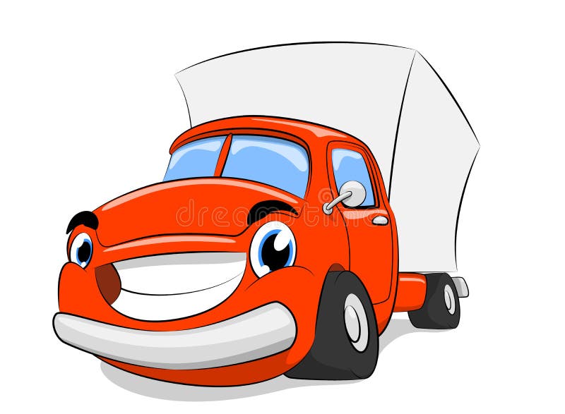 Vector Cartoon Delivery Cargo Truck. Red Car Delivery. Isolate. Stock ...