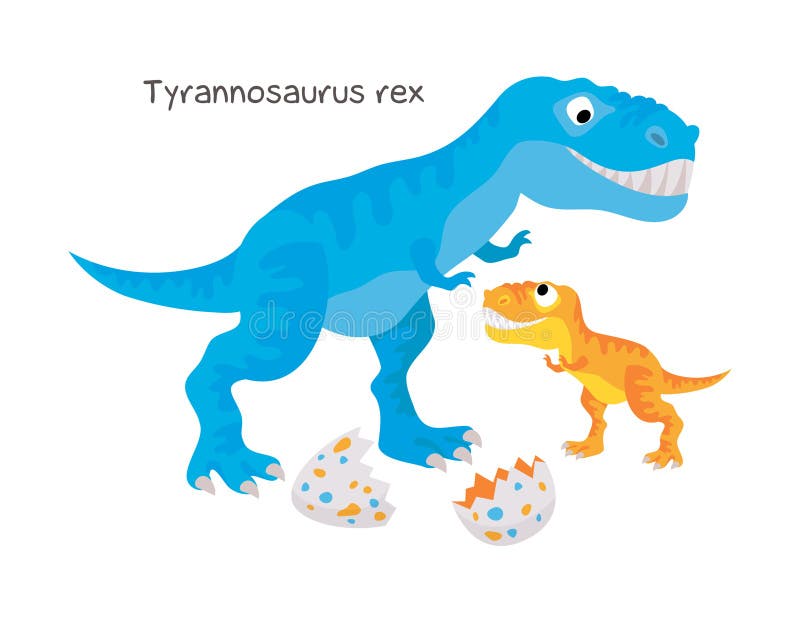 Vector Cartoon Dinosaur with Baby Isolated on White Background ...