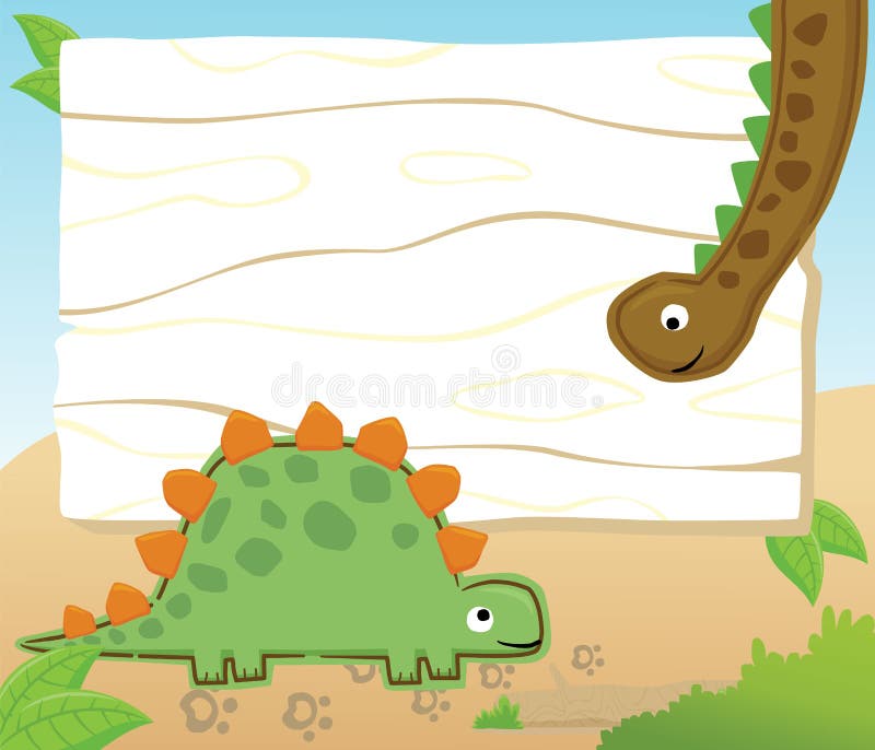 Vector Cartoon of Dinosaurs Cartoon on Frame Border Background Stock ...