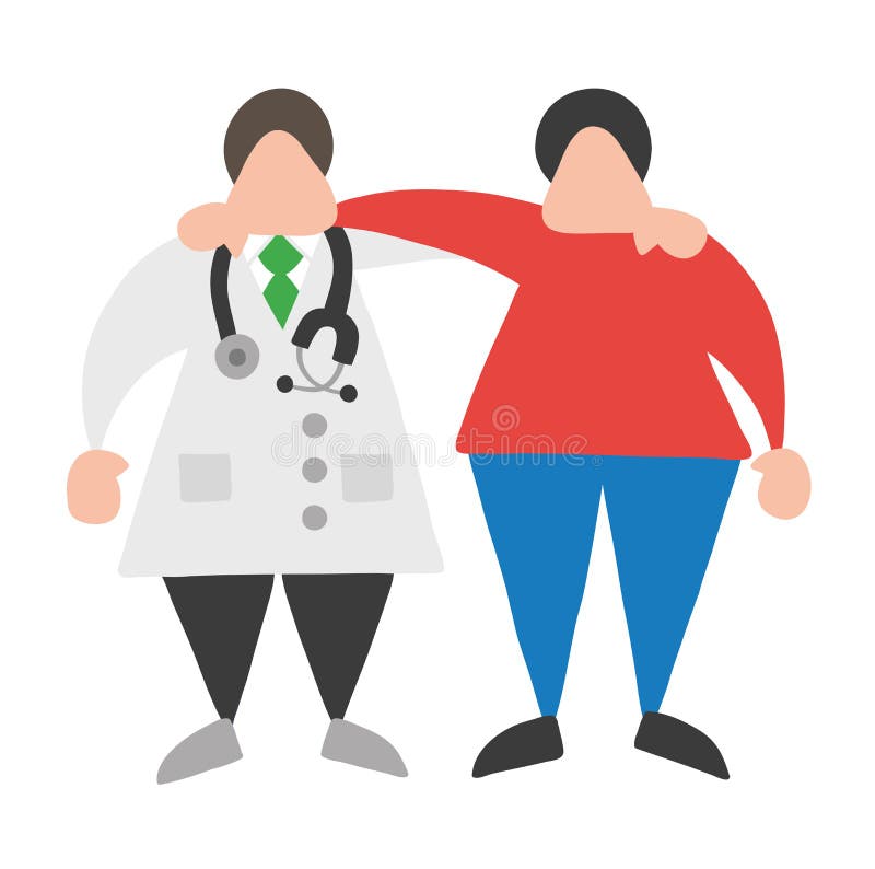 Vector Cartoon Doctor Man and Patient Friendly and Hugging Stock Vector ...