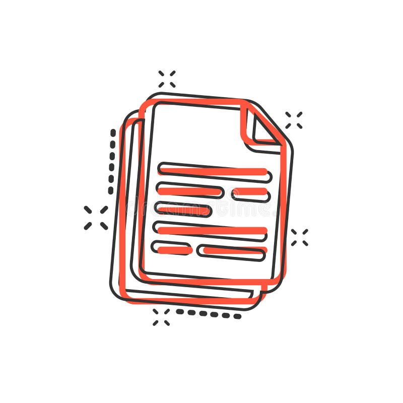 Vector Cartoon Document Icon in Comic Style. Paper Sheet Sign Il Stock ...