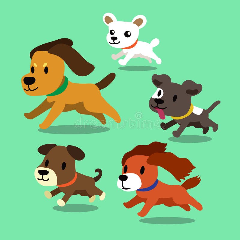Vector Cartoon Dogs Running Stock Vector - Illustration of puppy ...