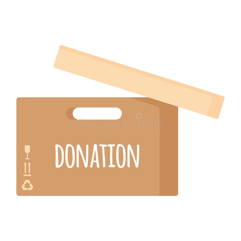 Vector Cartoon Donation Cardboard Box Stock Vector - Illustration of ...