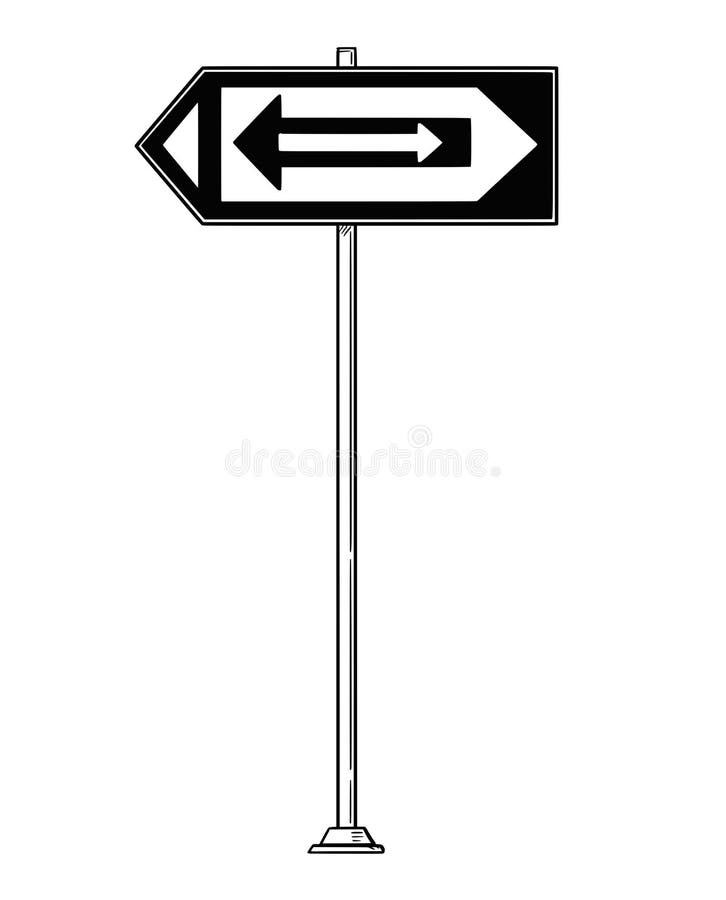 Vector Cartoon Drawing of Traffic Sign with Arrows Inside Arrows ... Vector Cartoon Drawing of Traffic Sign with Arrows Inside Arrows ...