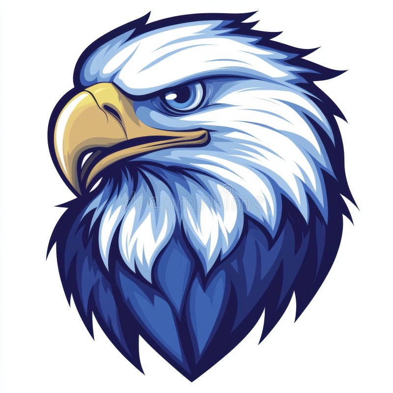 Vector Cartoon Eagle Head Logo, in the Style of Vector Style, on a White Background, with Blue ...