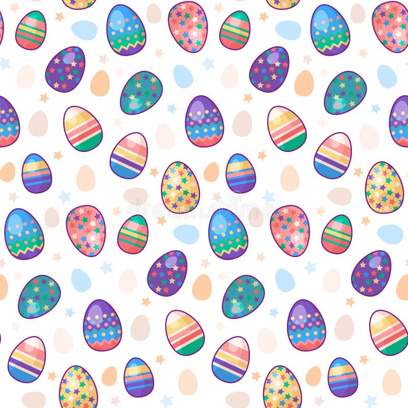 Vector Cartoon Easter Eggs Seamless Pattern Stock Vector - Illustration of stroke, cartoon ...