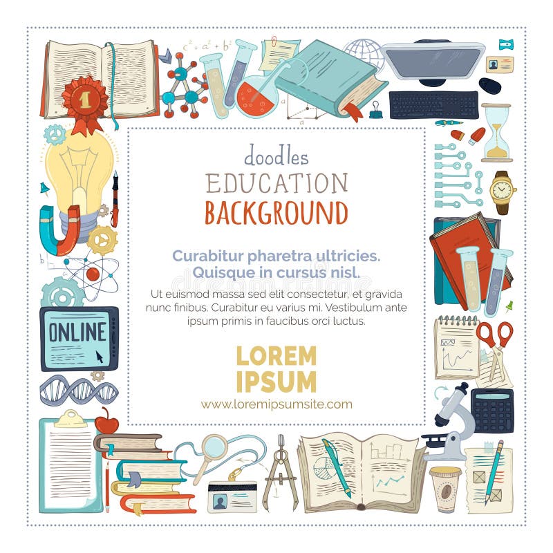 Vector Cartoon Education Square Frame. Stock Vector - Illustration of ...