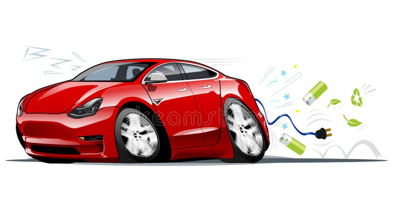 Cartoon electric car stock vector. Illustration of industry - 108462177