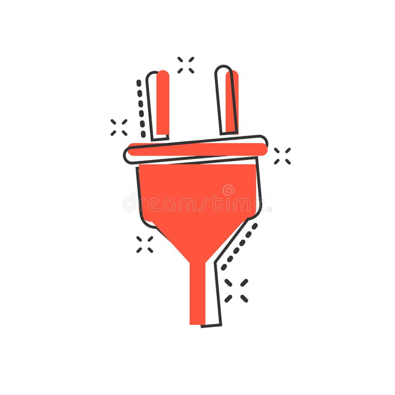 Vector Cartoon Electric Plug Icon in Comic Style. Power Wire Cab Stock ...