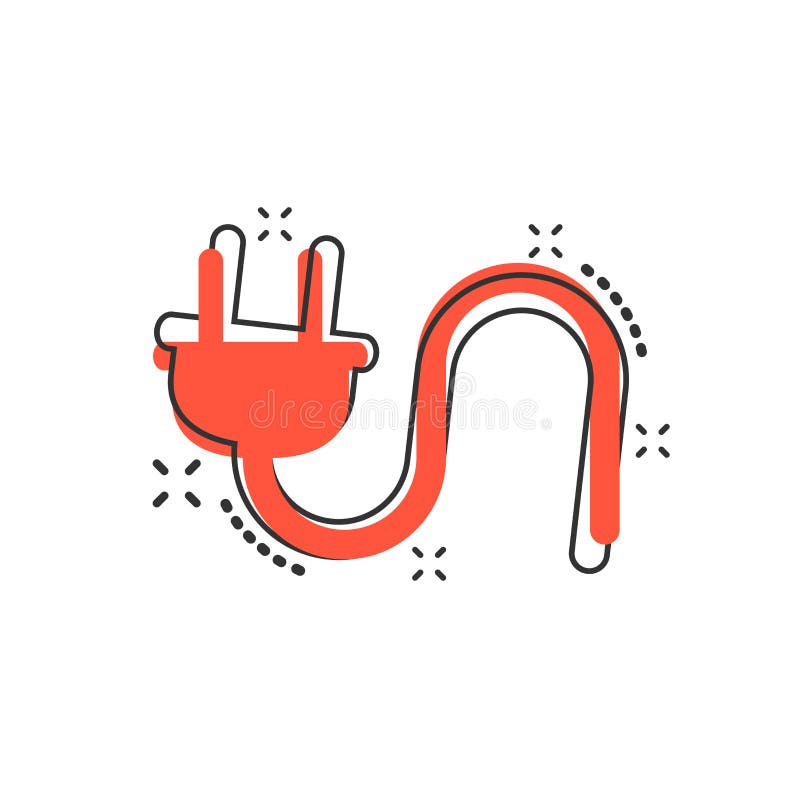 Vector Cartoon Electric Plug Icon in Comic Style. Power Wire Cab Stock ...