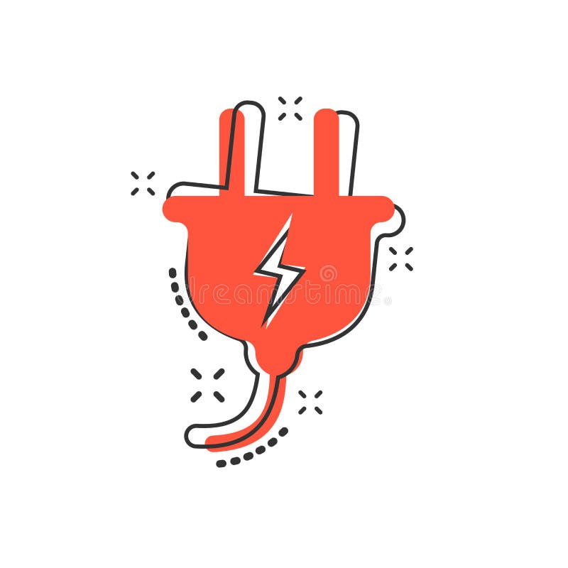 Vector Cartoon Electric Plug Icon in Comic Style. Power Wire Cab Stock ...